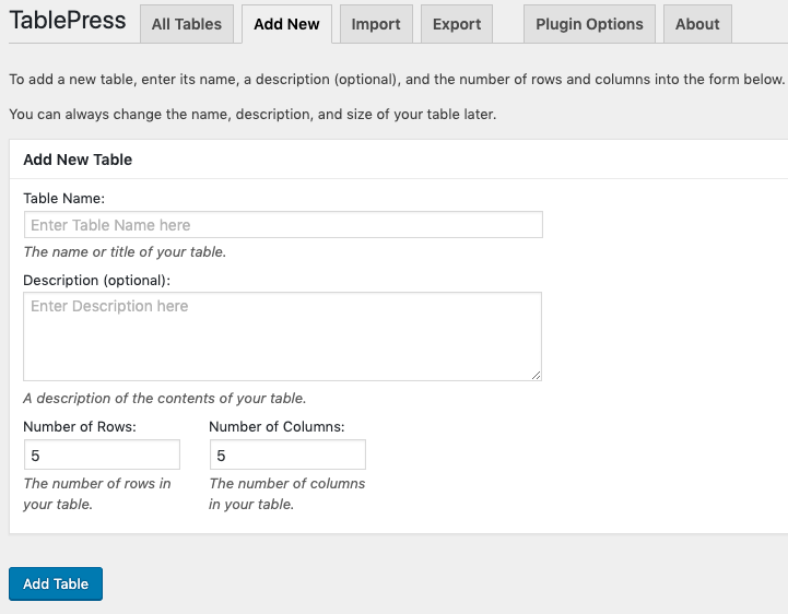 Create a new accessible table - tasks and guides
