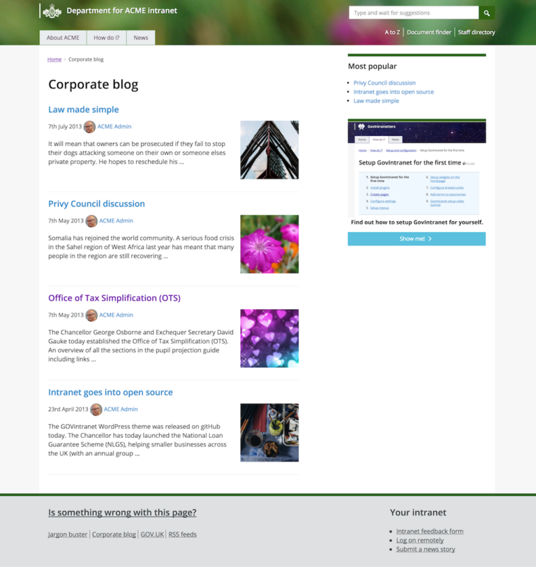 Blog page template (Available templates) - tasks and guides